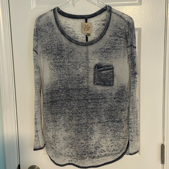 Chaser | Tops | Chaser Navy Burnout Long Sleeve Top | Poshmark